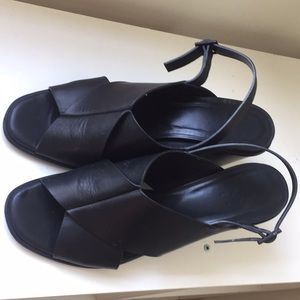 COS | Shoes | Cos Black Leather Strap Sandals Size Eu4 Us85 | Poshmark